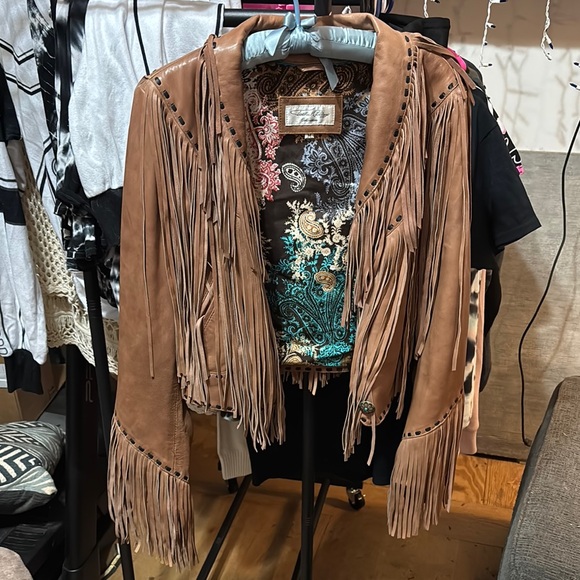 Tasha Polizzi | Jackets & Coats | Tasha Polizzi Brown Leather Fringe ...